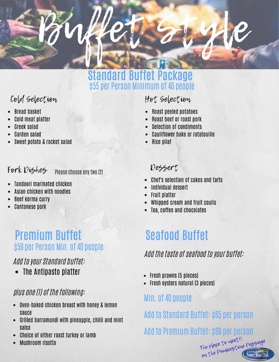 Function Menus - Caloundra Power Boat Club