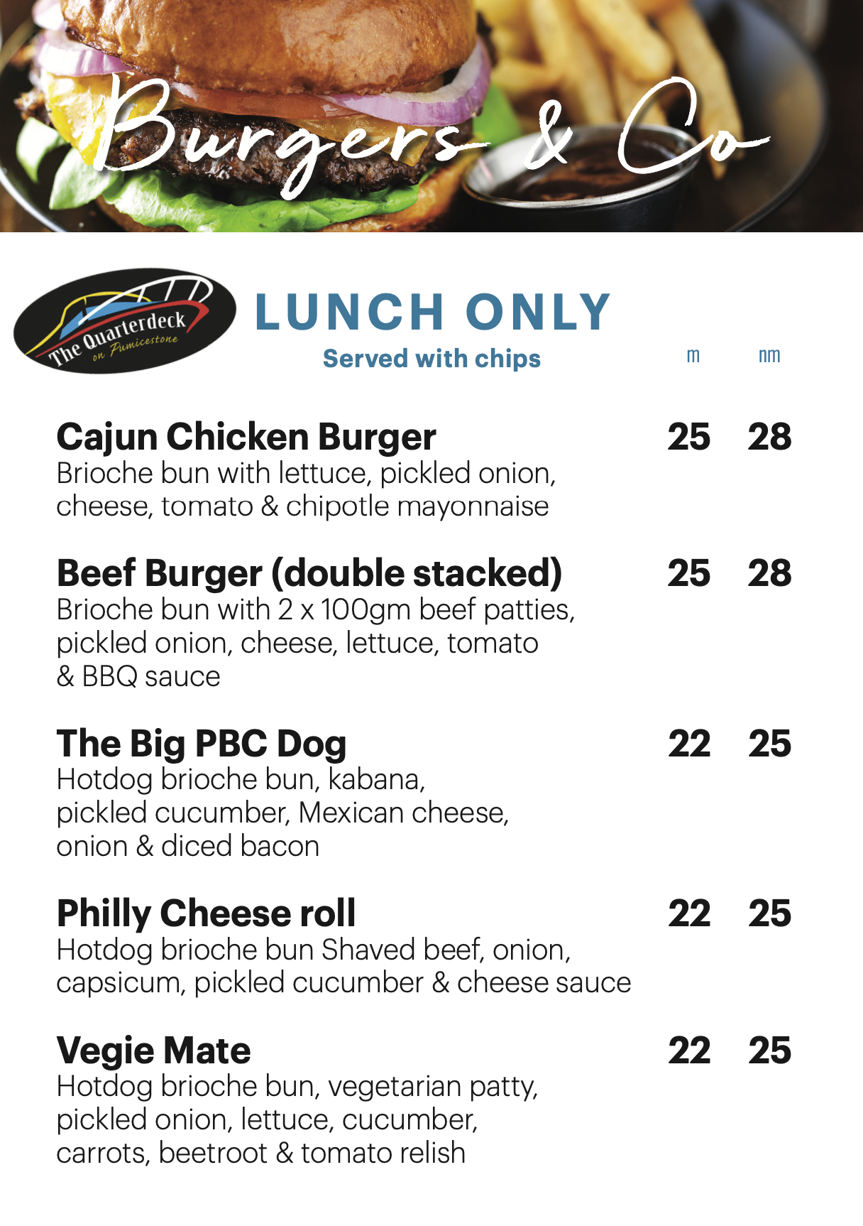 Our Menu - Caloundra Power Boat Club