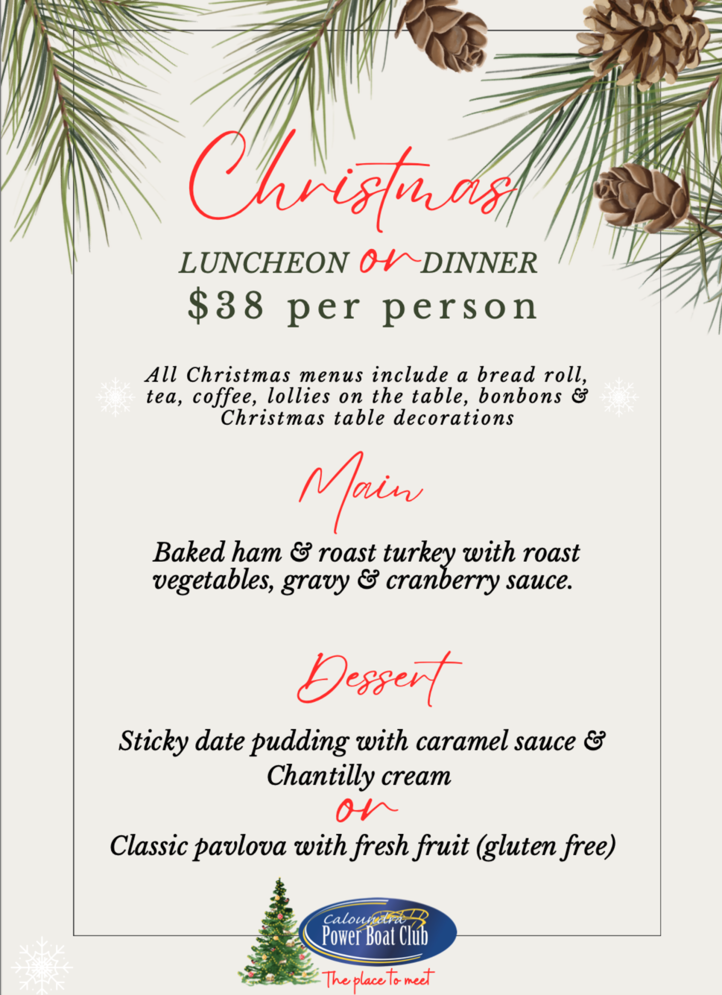 Function Menus - Caloundra Power Boat Club