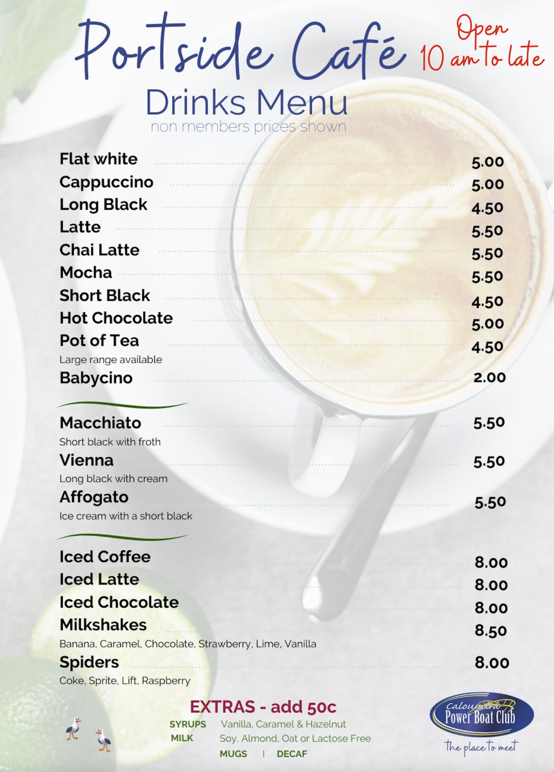 Function Menus - Caloundra Power Boat Club